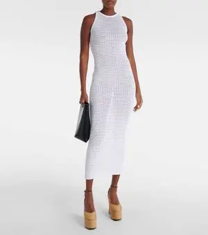 Alaïa La Leather-trimmed Paper Straw Wedges