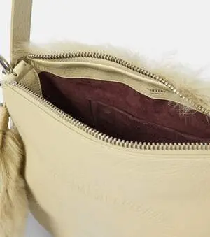 Burberry Knight Medium Shearling-trimmed Leather Shoulder Bag