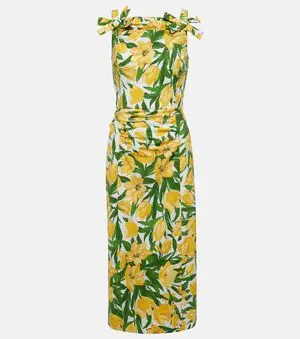 Carolina Herrera Floral Ruched Midi Dress - Multicoloured