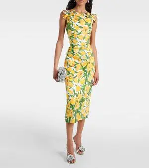 Carolina Herrera Floral Ruched Midi Dress - Multicoloured