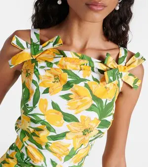 Carolina Herrera Floral Ruched Midi Dress - Multicoloured