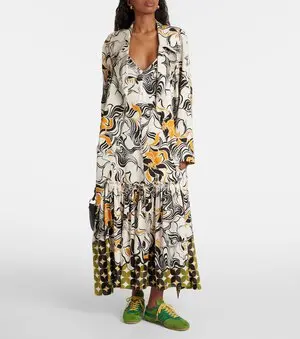Dries Van Noten Printed Double-breasted Coat