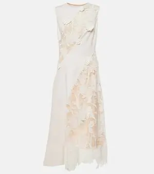 Oscar De La Renta Lace-trimmed Wool-blend Midi Dress
