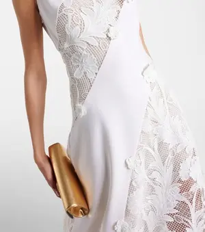 Oscar De La Renta Lace-trimmed Wool-blend Midi Dress