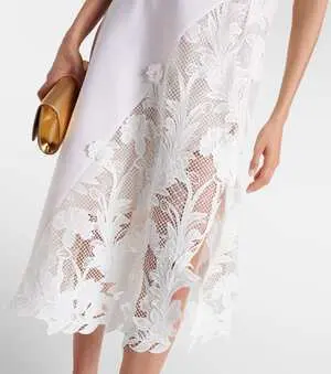 Oscar De La Renta Lace-trimmed Wool-blend Midi Dress