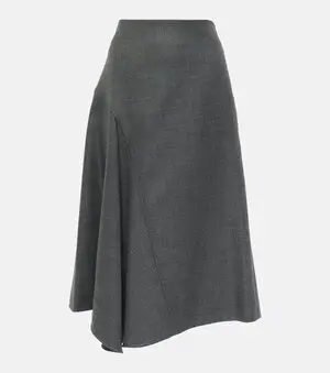 Brunello Cucinelli Asymmetric Virgin Wool Midi Skirt