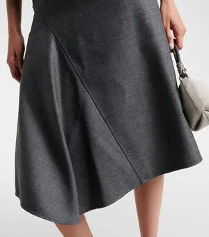 Brunello Cucinelli Asymmetric Virgin Wool Midi Skirt