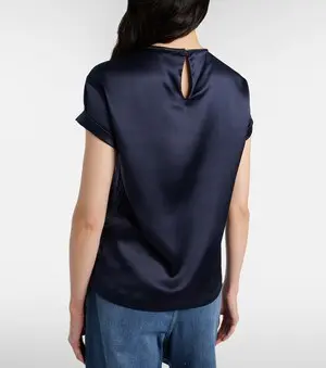 Brunello Cucinelli Silk-blend T-shirt - Blue