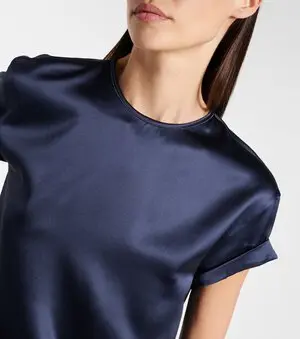 Brunello Cucinelli Silk-blend T-shirt - Blue