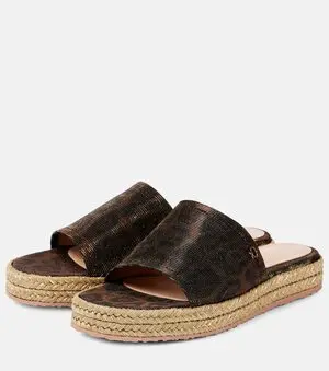 GIANVITO ROSSI Leopard-print Espadrille Platform Slides