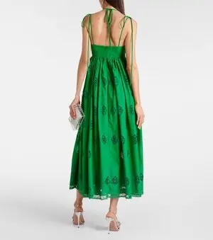Erdem Embroidered Cotton-blend Midi Dress
