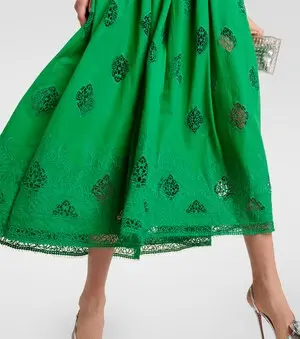 Erdem Embroidered Cotton-blend Midi Dress