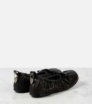Acne Studios Bow-detail Leather Ballerinas