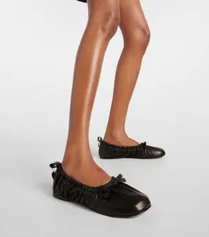 Acne Studios Bow-detail Leather Ballerinas