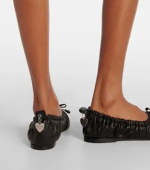 Acne Studios Bow-detail Leather Ballerinas