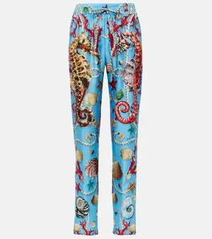 Dolce & Gabbana Capri Printed Silk Straight Pants - Multicoloured