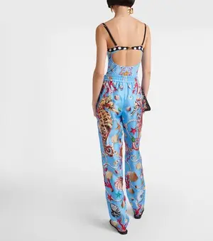 Dolce & Gabbana Capri Printed Silk Straight Pants