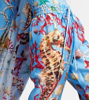 Dolce & Gabbana Capri Printed Silk Straight Pants