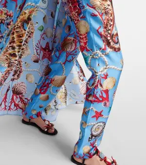 Dolce & Gabbana Capri Printed Silk Straight Pants