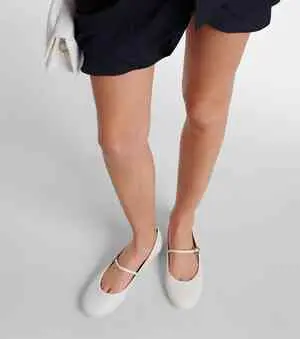 GIANVITO ROSSI Carla Leather Mary Jane Flats - White