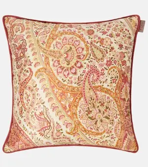 Etro Embroidered Cotton Cushion - Pink