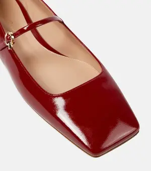 GIANVITO ROSSI Christina Patent Leather Mary Jane Flats - Red