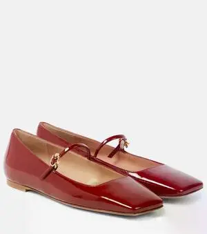 GIANVITO ROSSI Christina Patent Leather Mary Jane Flats - Red