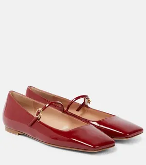 GIANVITO ROSSI Christina Patent Leather Mary Jane Flats - Red
