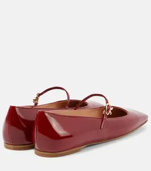GIANVITO ROSSI Christina Patent Leather Mary Jane Flats - Red