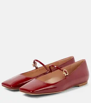 GIANVITO ROSSI Christina Patent Leather Mary Jane Flats - Red