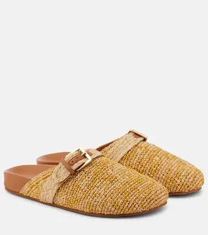 Clergerie Quinta Raffia Mules - Beige