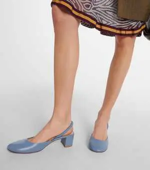 GIANVITO ROSSI Tivoli Leather Mules - Blue