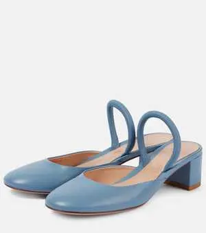 GIANVITO ROSSI Tivoli Leather Mules - Blue