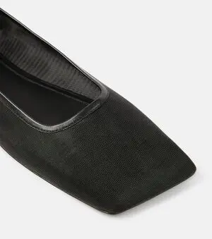 Amina Muaddi Crystal-embellished Mesh Flats - Black