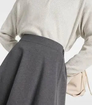 Brunello Cucinelli Cotton-blend Midi Skirt - Grey