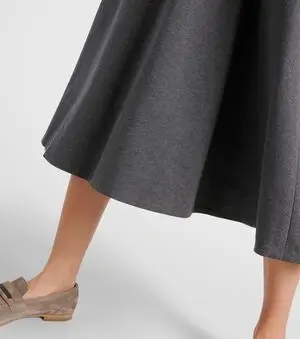 Brunello Cucinelli Cotton-blend Midi Skirt - Grey