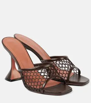 Amina Muaddi Lupita 95 Mesh Mules - Brown
