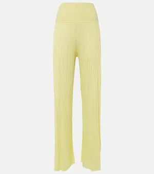Alaïa Pleated High-rise Straight Pants - Yellow
