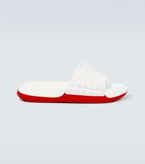 CHRISTIAN LOUBOUTIN Take It Easy Embellished Rubber Slides - White