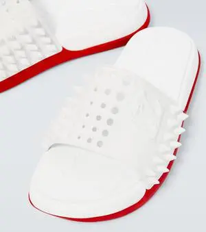 CHRISTIAN LOUBOUTIN Take It Easy Embellished Rubber Slides - White