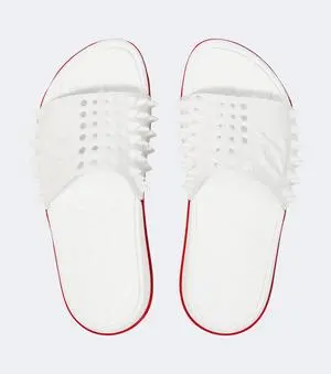 CHRISTIAN LOUBOUTIN Take It Easy Embellished Rubber Slides - White