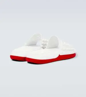 CHRISTIAN LOUBOUTIN Take It Easy Embellished Rubber Slides - White