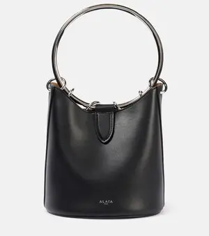 Alaïa Ring Medium Leather Bucket Bag - Black