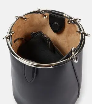Alaïa Ring Medium Leather Bucket Bag - Black