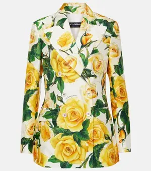 Dolce & Gabbana Turlington Floral Silk-blend Jacket - Yellow