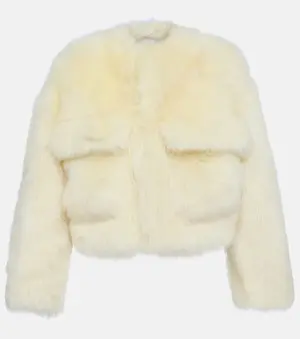 Bottega Veneta Cropped Shearling Jacket - Beige