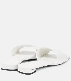 Balenciaga Duty Free Leather Slides - White