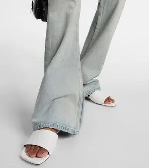Balenciaga Duty Free Leather Slides - White