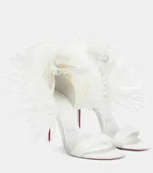 CHRISTIAN LOUBOUTIN Bridal Loubigirl 100 Raffia-trimmed Sandals - White