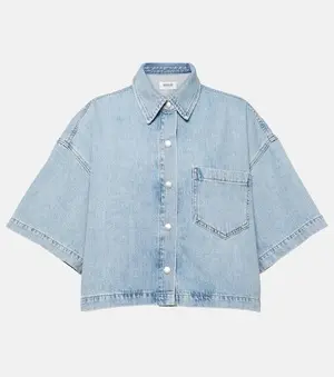 AGOLDE Rona Boxy Cropped Shirt - Blue